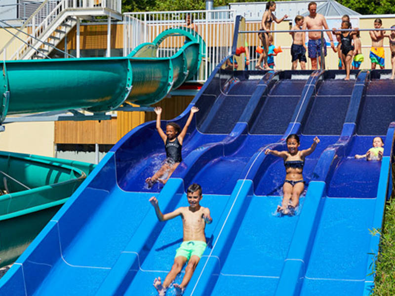 Outdoor pool and family slides - Outdoor Water Park Tiki Pool at Duinrell